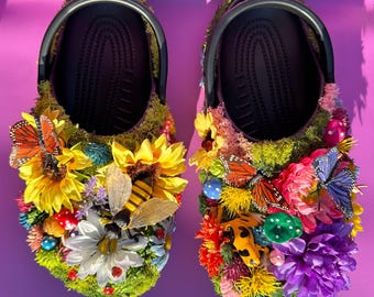 Custom Garden-inspired Crocs (moss Croc Slides) - Etsy