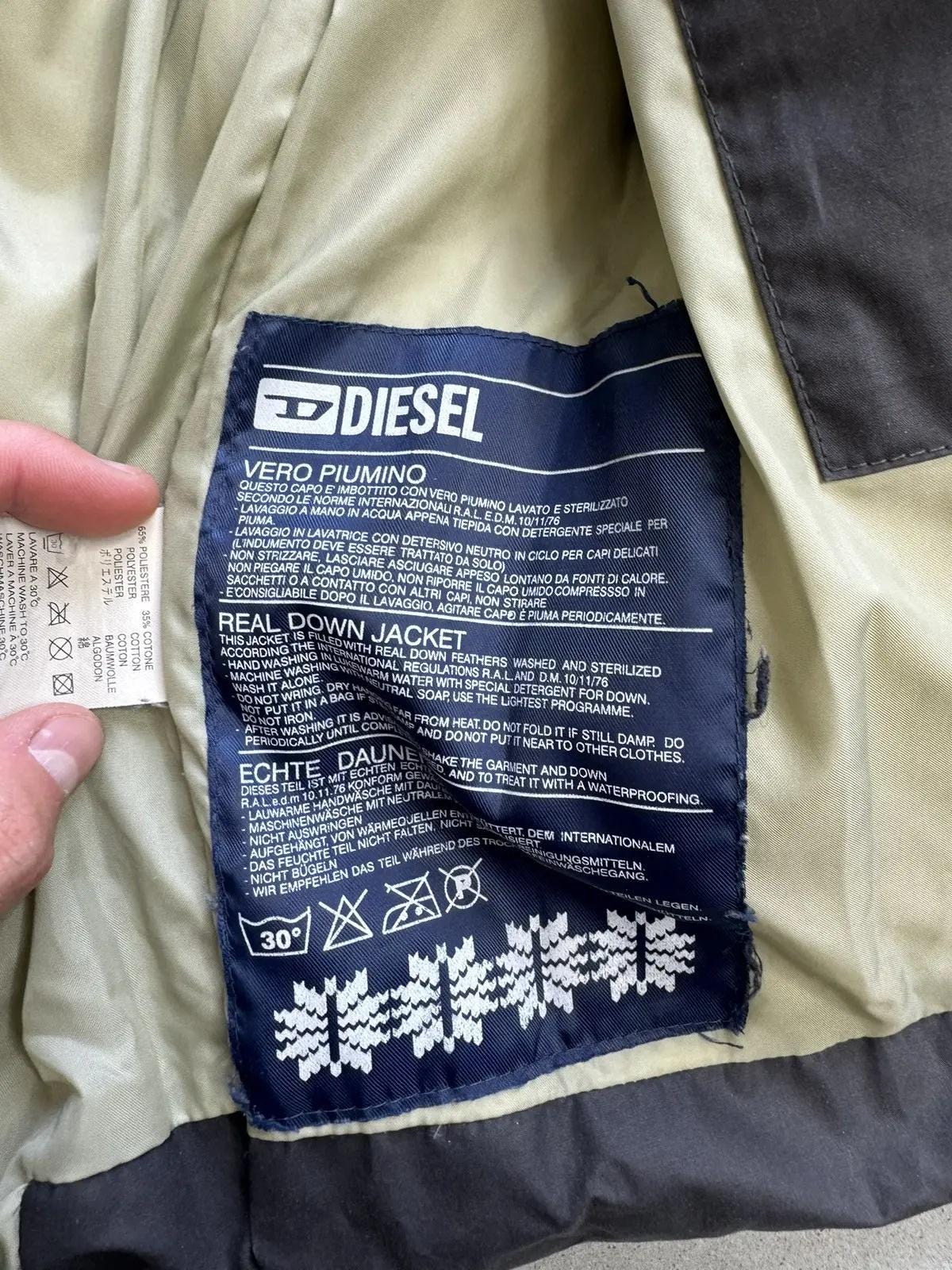 Y2K Diesel Down Puffer Black Vintage Vest Size XL - Etsy