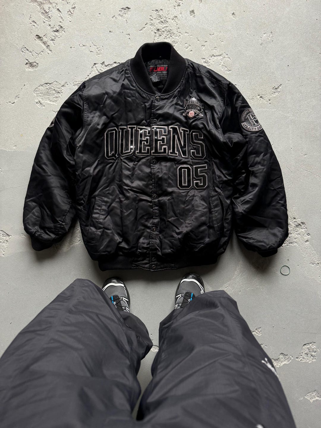 Fubu Varsity Bomber Jacket Leather Big Logo Mens Size XL - Etsy