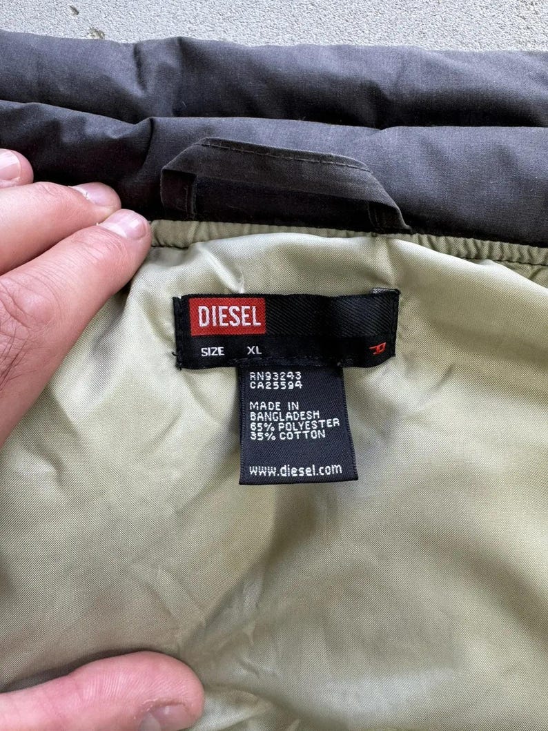 Y2K Diesel Down Puffer Black Vintage Vest Size XL - Etsy
