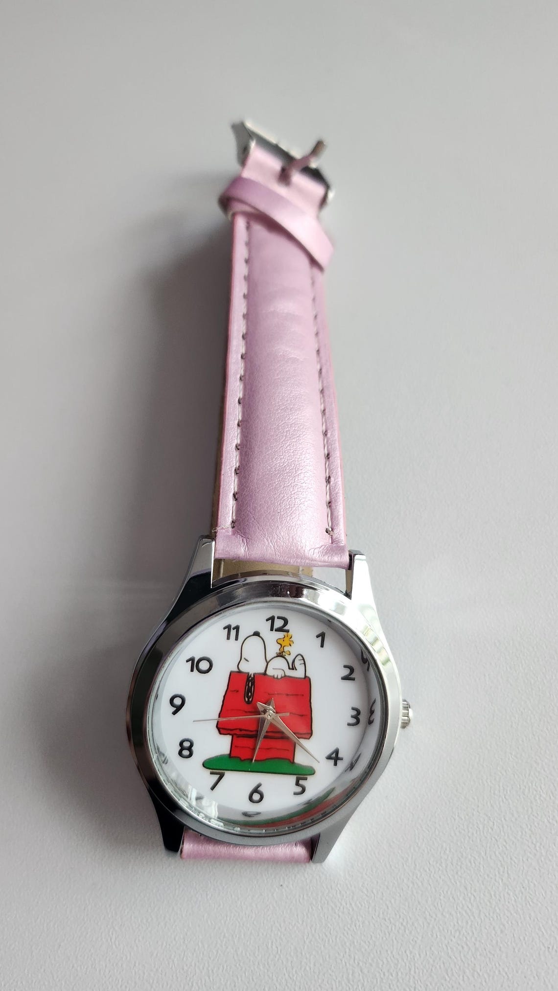 Vintage Snoopy Watch - Pearl Pink White Face, Snoopy on Kennel ...
