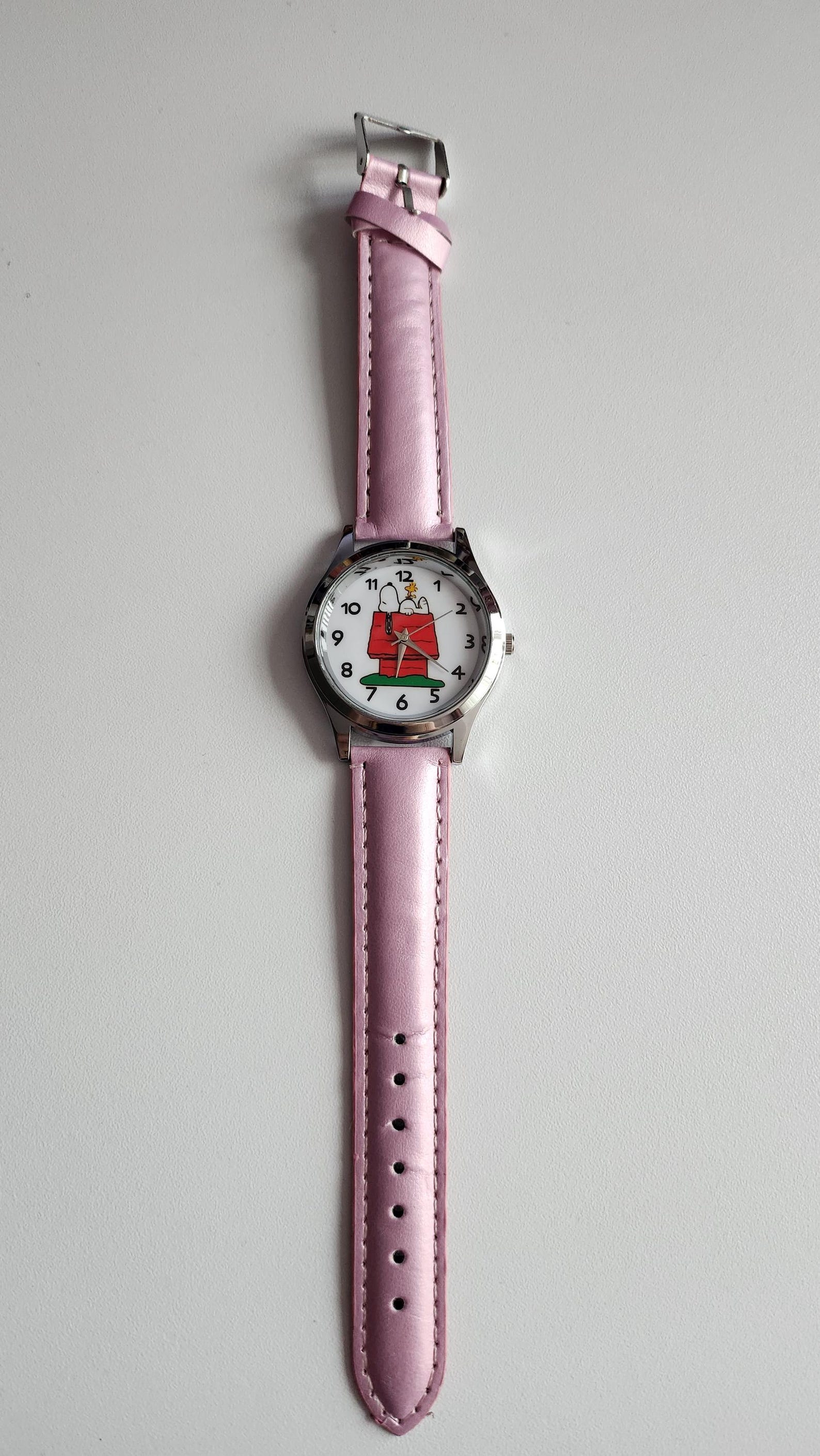 Vintage Snoopy Watch - Pearl Pink White Face, Snoopy on Kennel ...