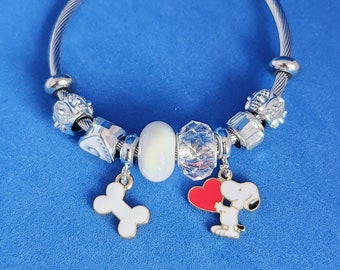 Snoopy With Heart Bracelet - Etsy