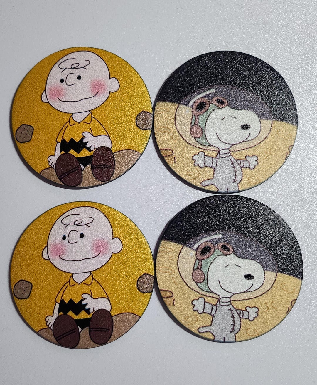 Snoopy & Charlie Brown Car Coasters - Set of 2 - Etsy