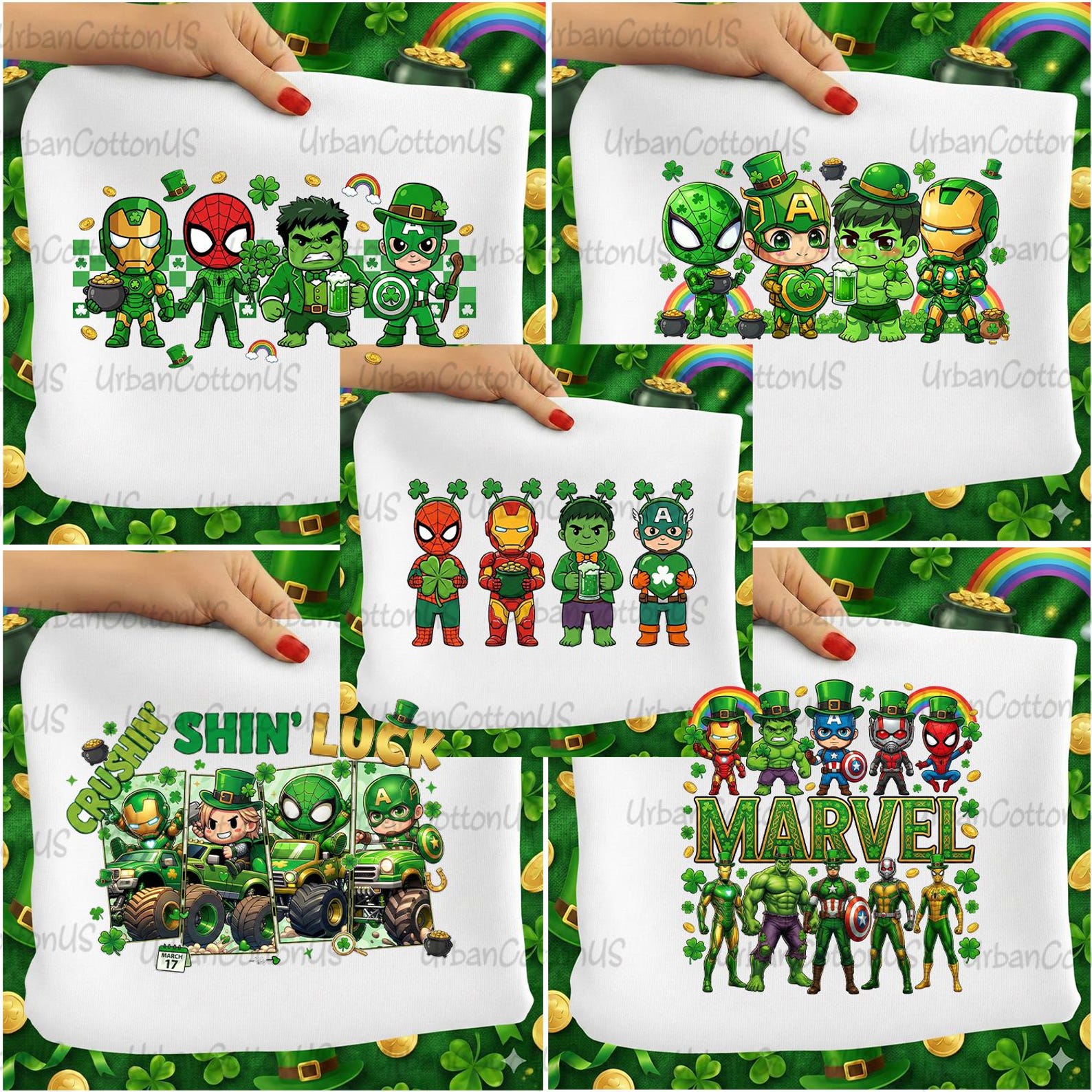 St Patricks Day Superheroes PNG, Funny Avengers Irish Group Tee ...