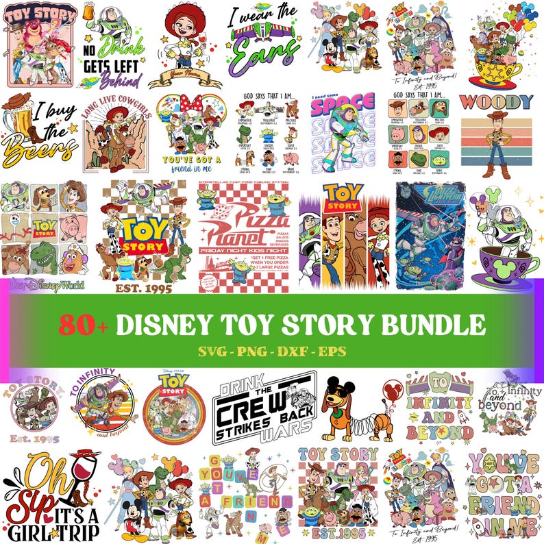 Disney Toy Story PNG Clipart Bundle, Buzz Lightyear Svg, Craft Project ...
