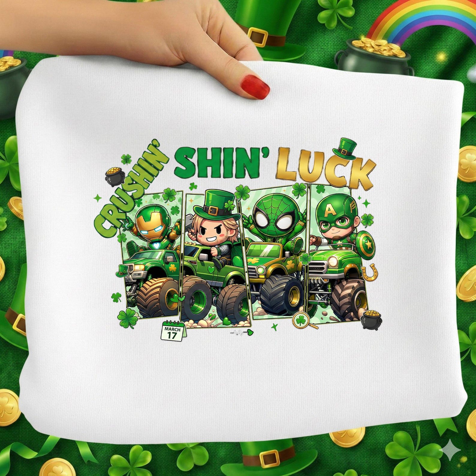 St Patricks Day Superheroes PNG, Funny Avengers Irish Group Tee ...