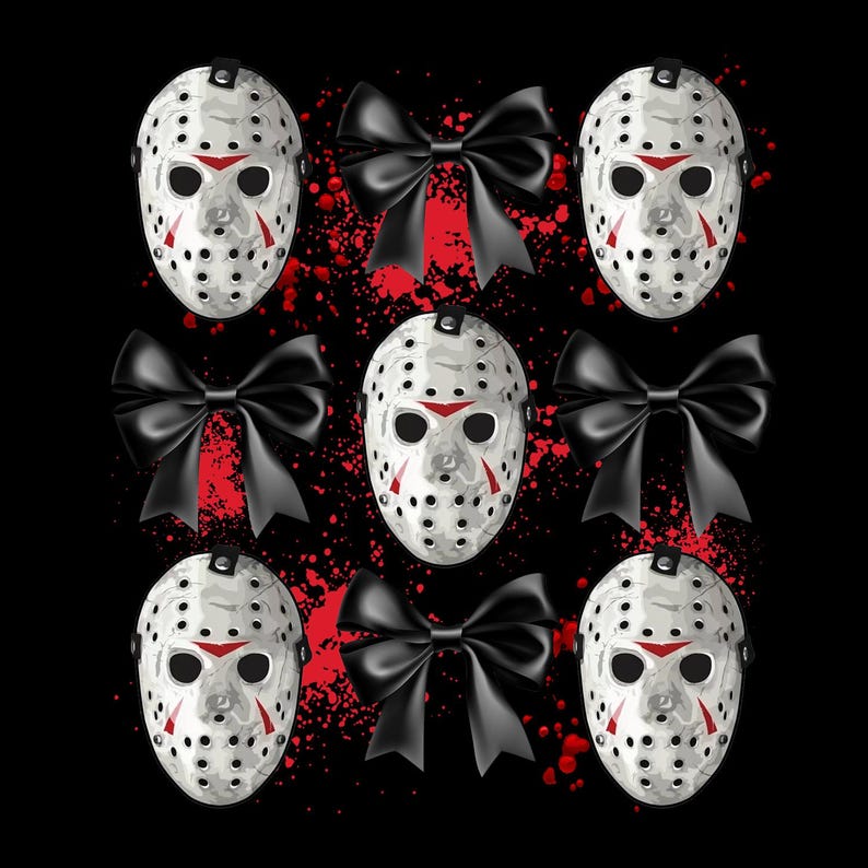 Jason Voorhees Png, Coquette Bow Halloween Horror Png, Trendy Halloween ...