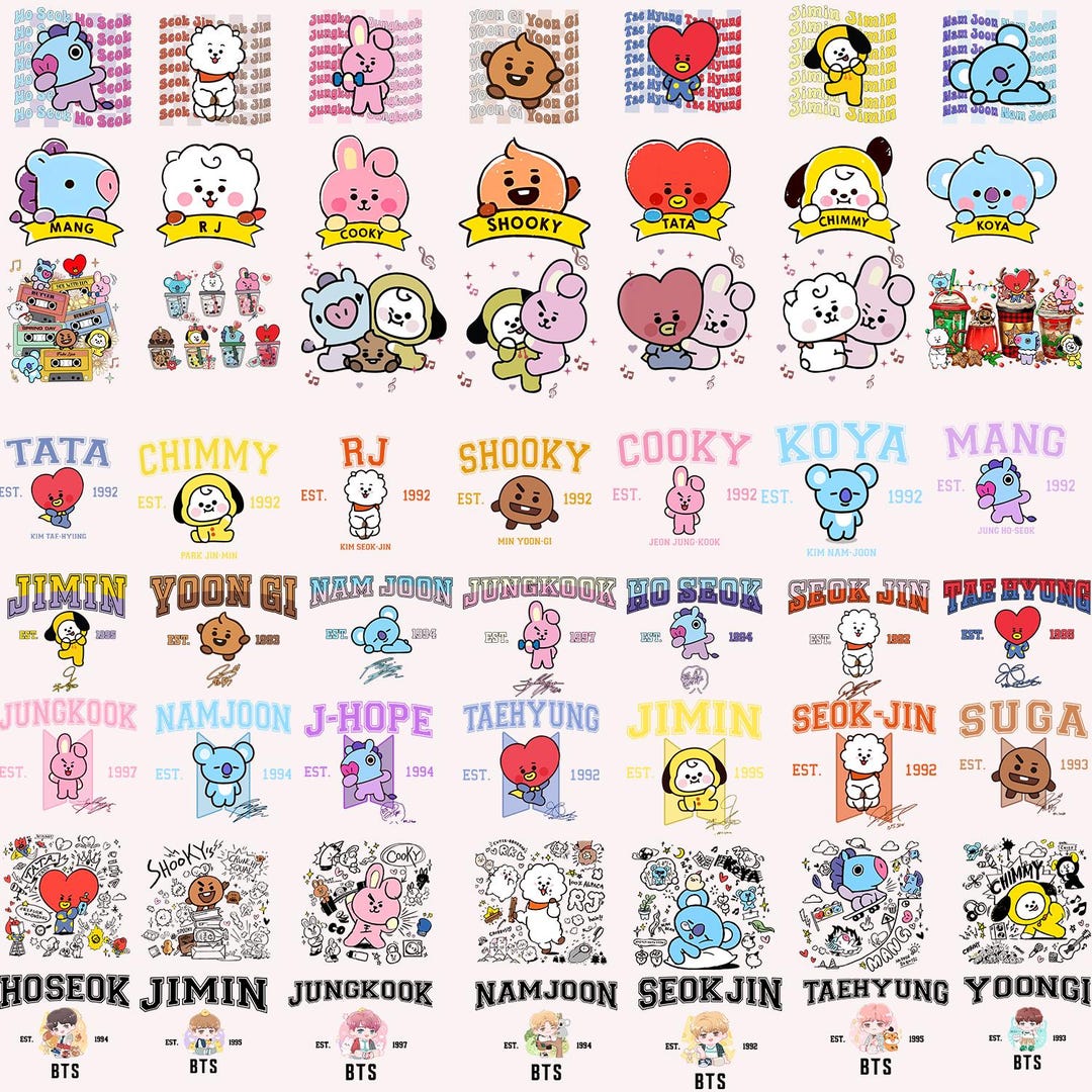 100+ BTS Member Png Bundle, BTS Music Kpop Png, BT21 Png, Kpop Design ...