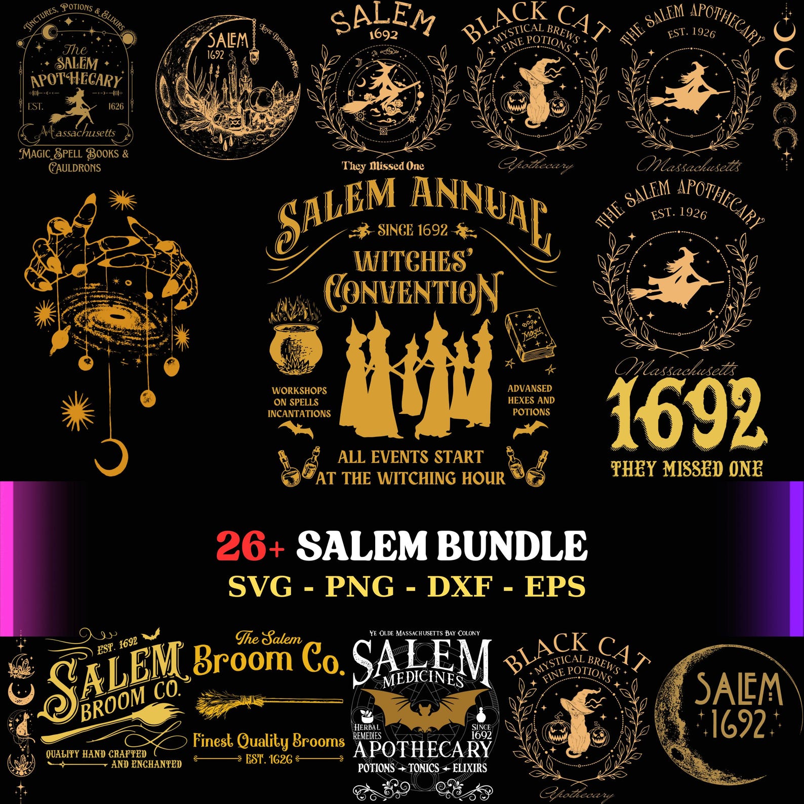 Salem Bundle Pack PNG, Salem 1692 Png, Salem Massachusetts, Witches ...