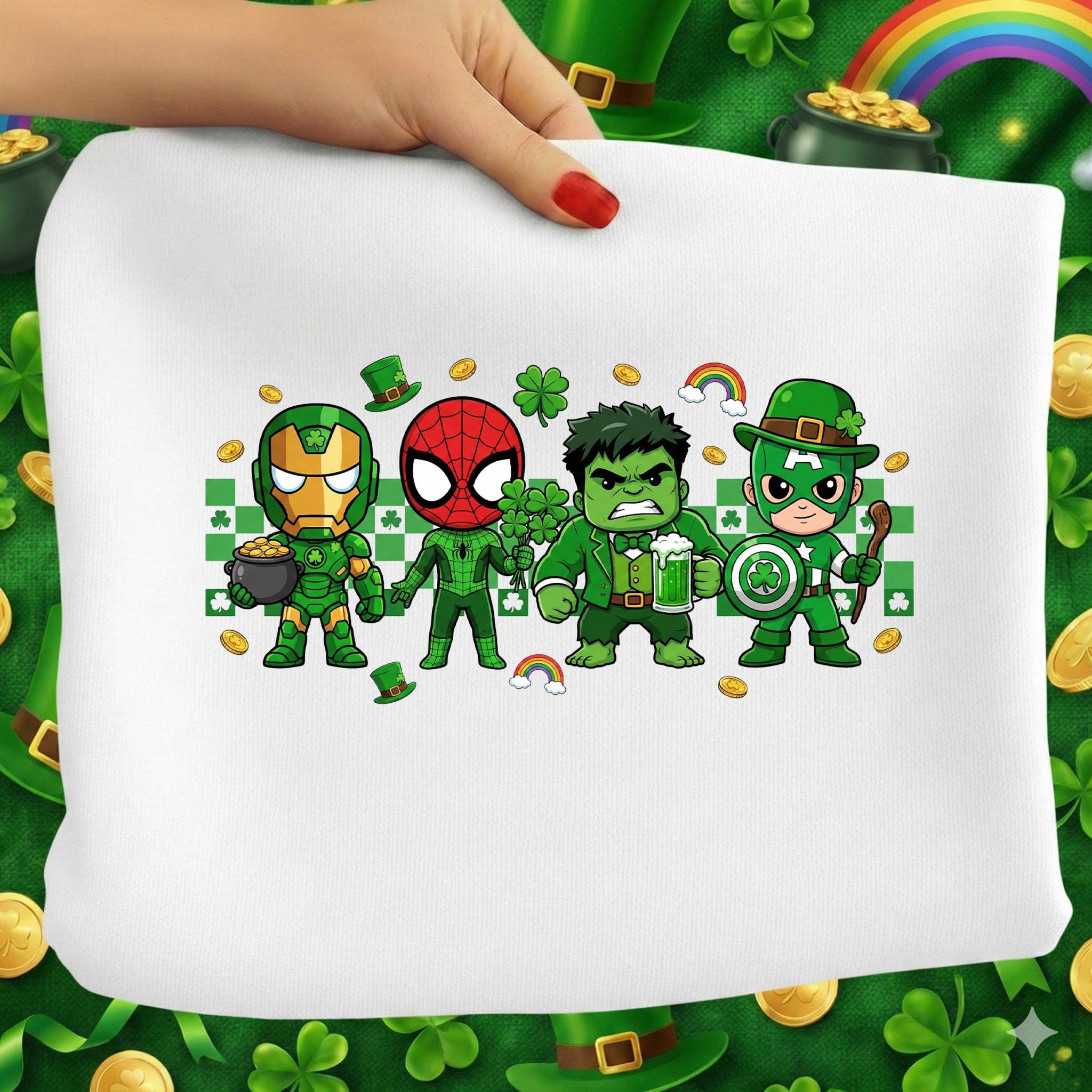 St Patricks Day Superheroes PNG, Funny Avengers Irish Group Tee ...