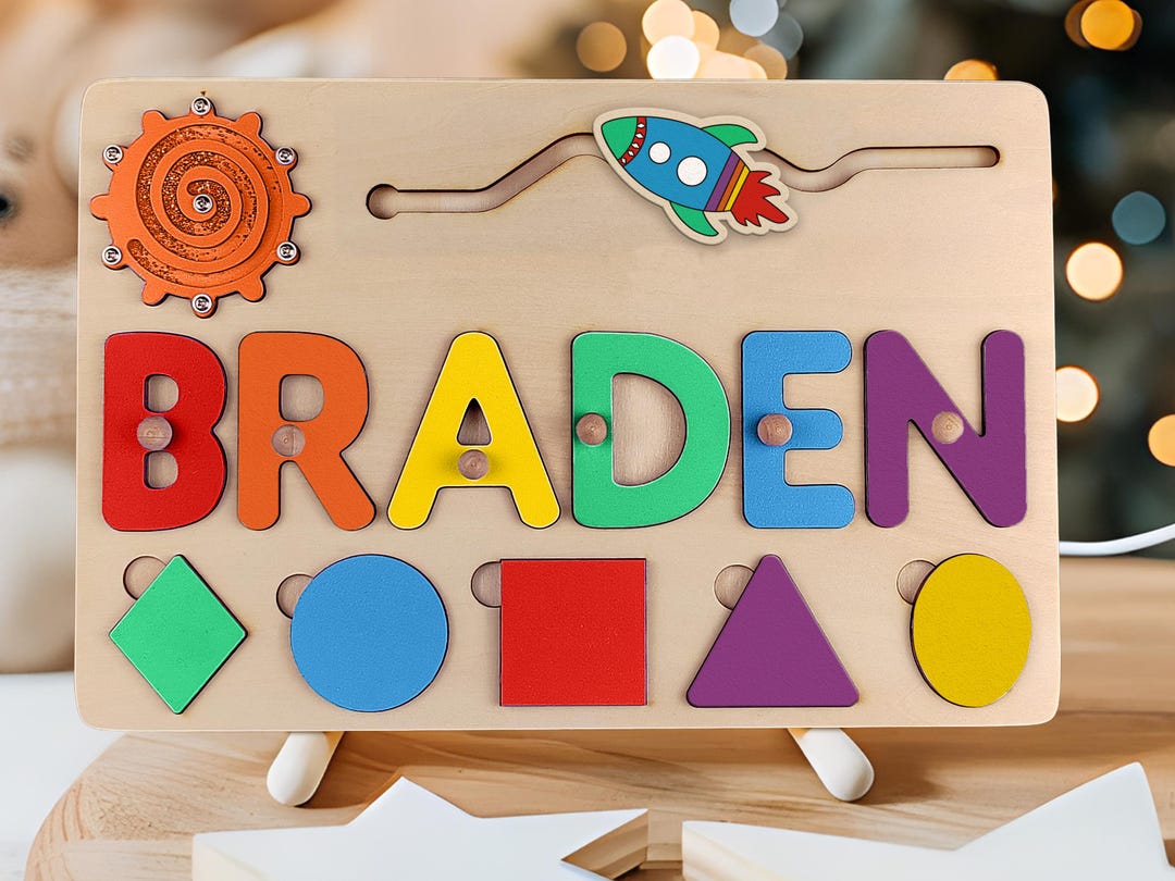 Wooden Busy Board Baby Name Puzzle for Boy Montessori Toys Child Name ...