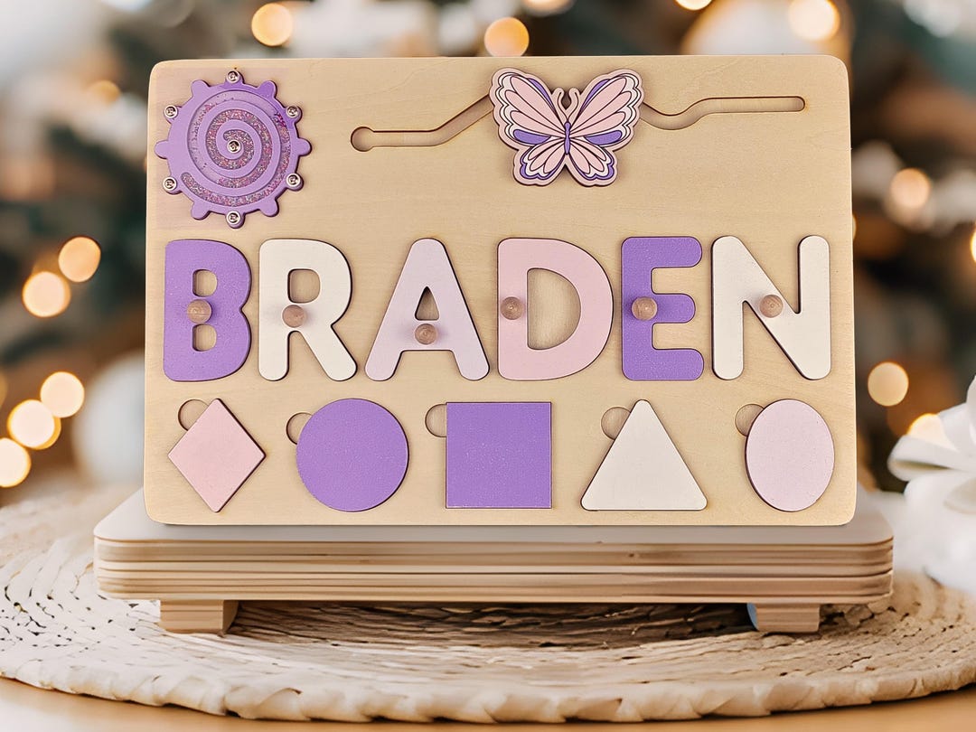 Baby Name Puzzle Wooden Busy Board for Girl Montessori Toys Child Name ...