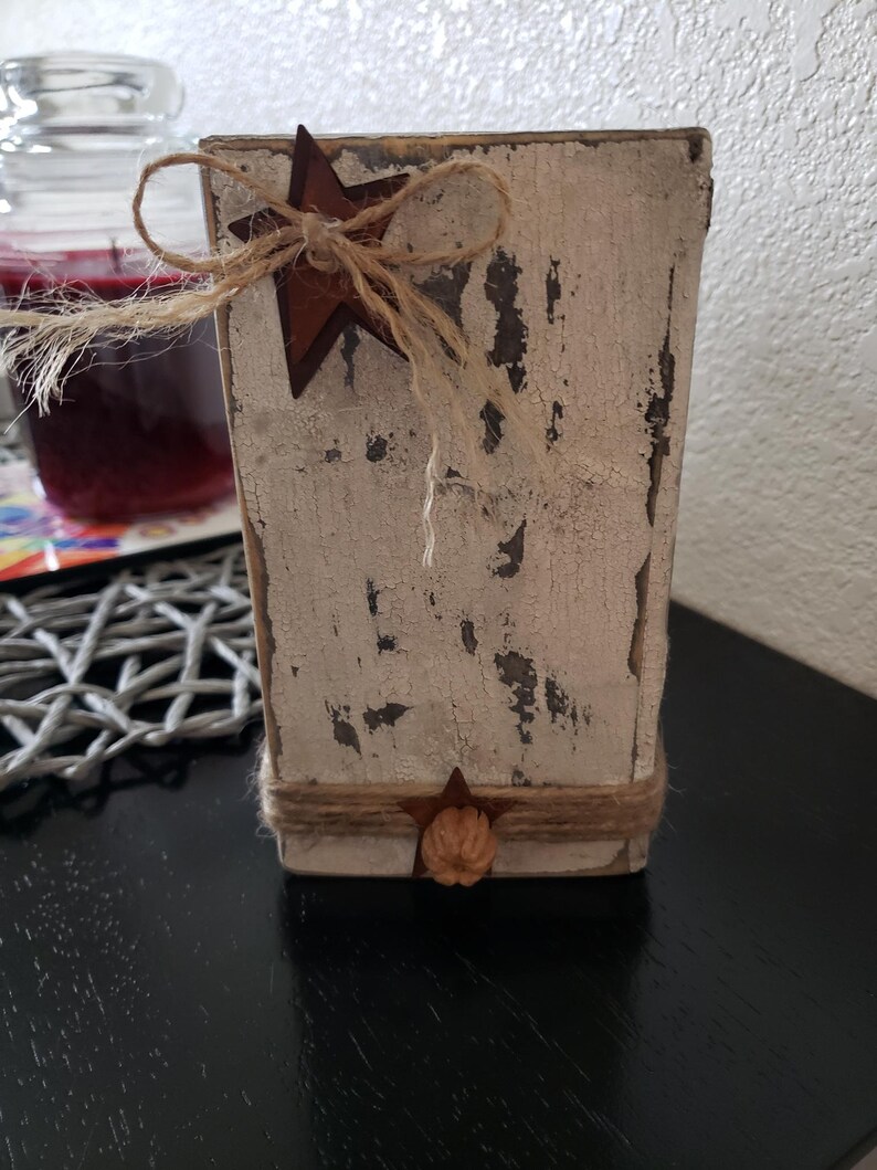 Large Hand Painted Wood Block With Rustic Star and Bible Verse - Etsy