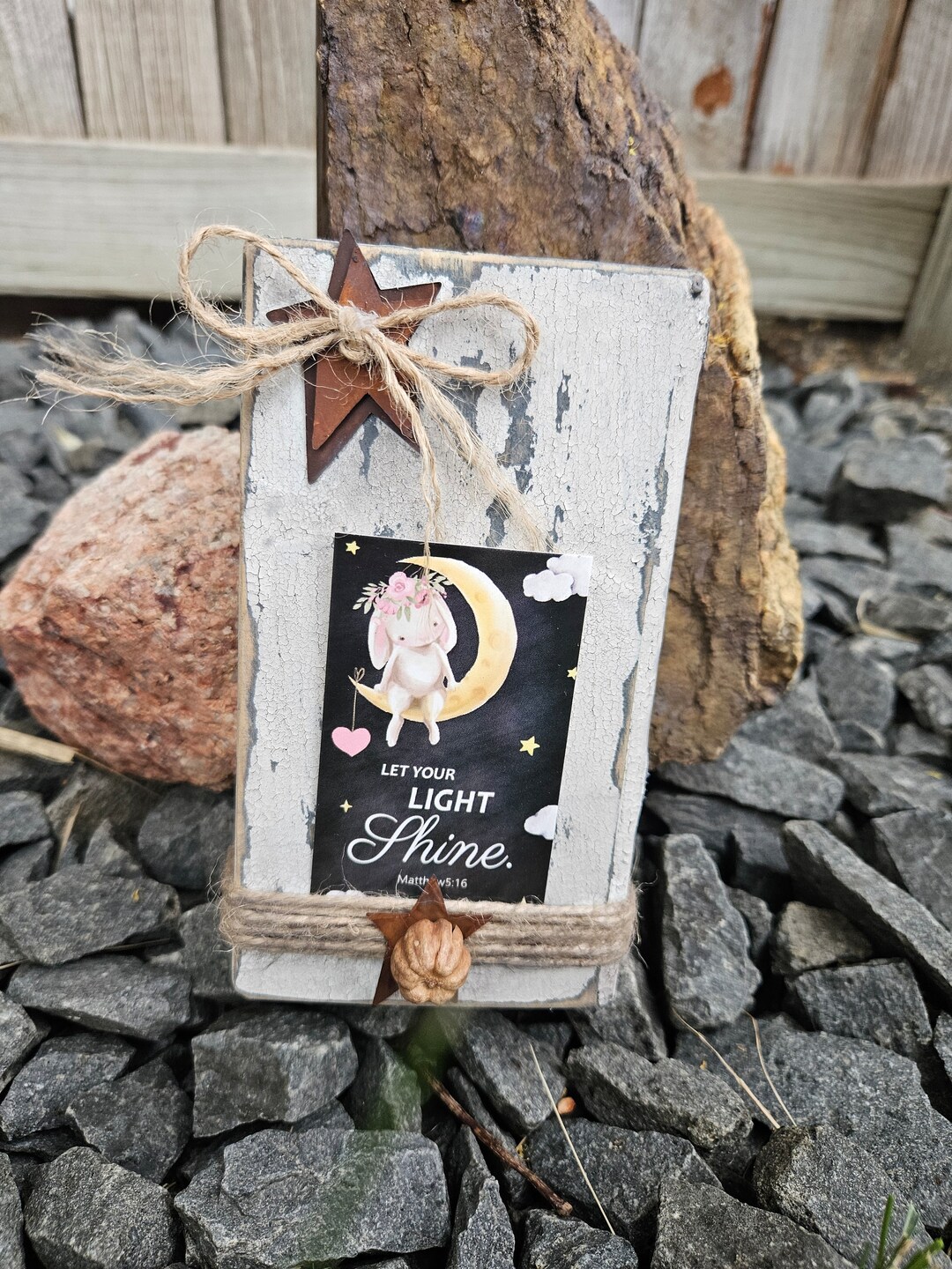 Large Hand Painted Wood Block With Rustic Star and Bible Verse - Etsy