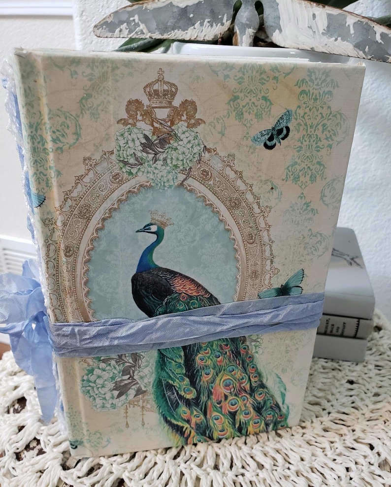 Handcrafted Shabby Chic Book Stack: Peacock Decor - Etsy