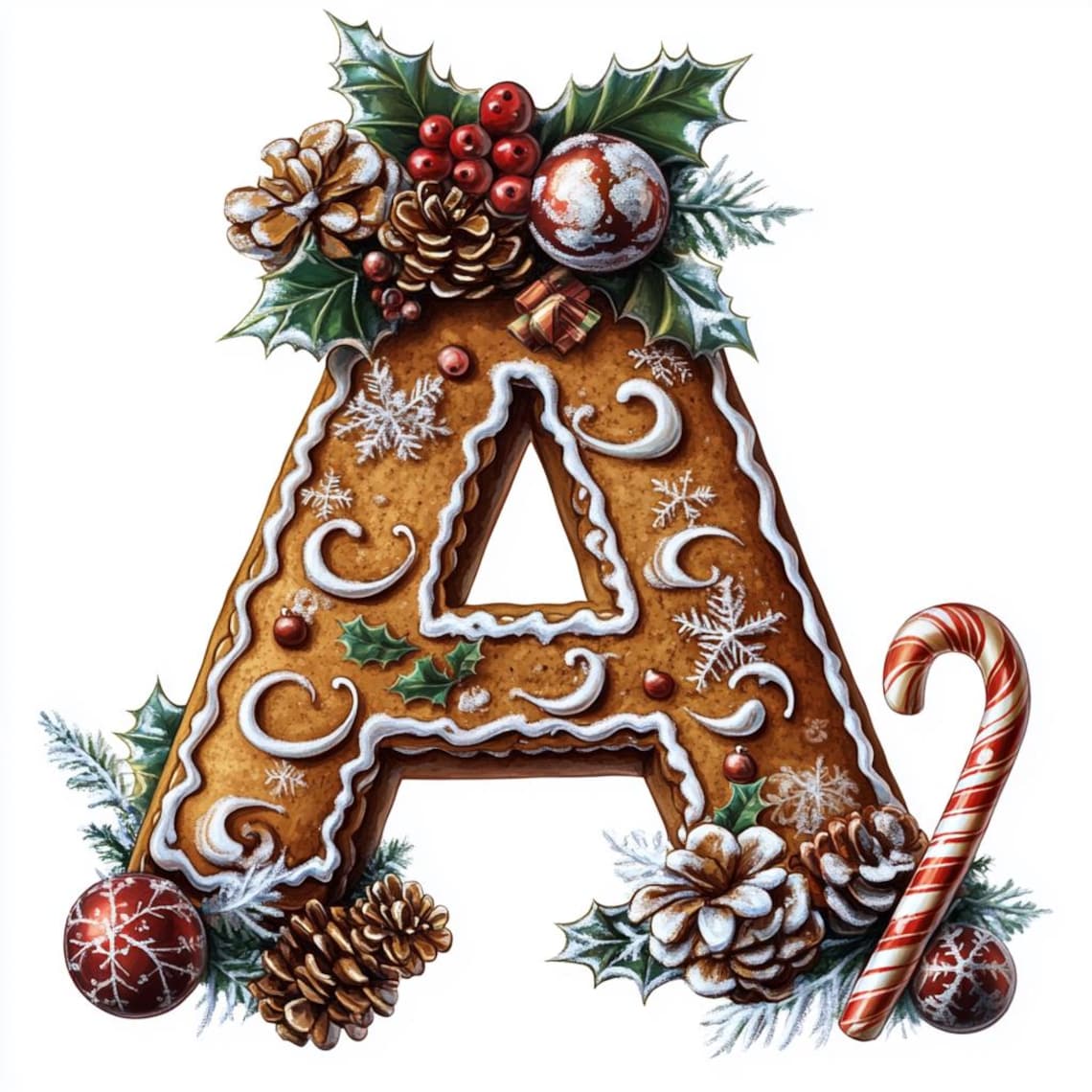 Christmas Alphabet Clipart, 95 PNG Gingerbread Letters, Holiday ...