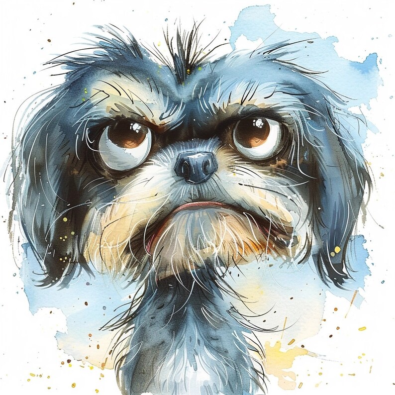 30 PNG Grumpy Dogs Clipart, Cute Fluffy Dogs, Digital Clipart ...