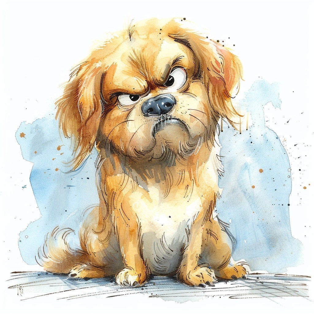 30 PNG Grumpy Dogs Clipart, Cute Fluffy Dogs, Digital Clipart ...