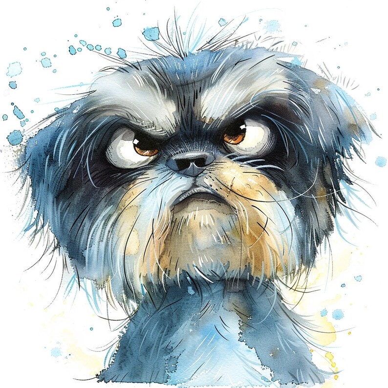 30 PNG Grumpy Dogs Clipart, Cute Fluffy Dogs, Digital Clipart ...