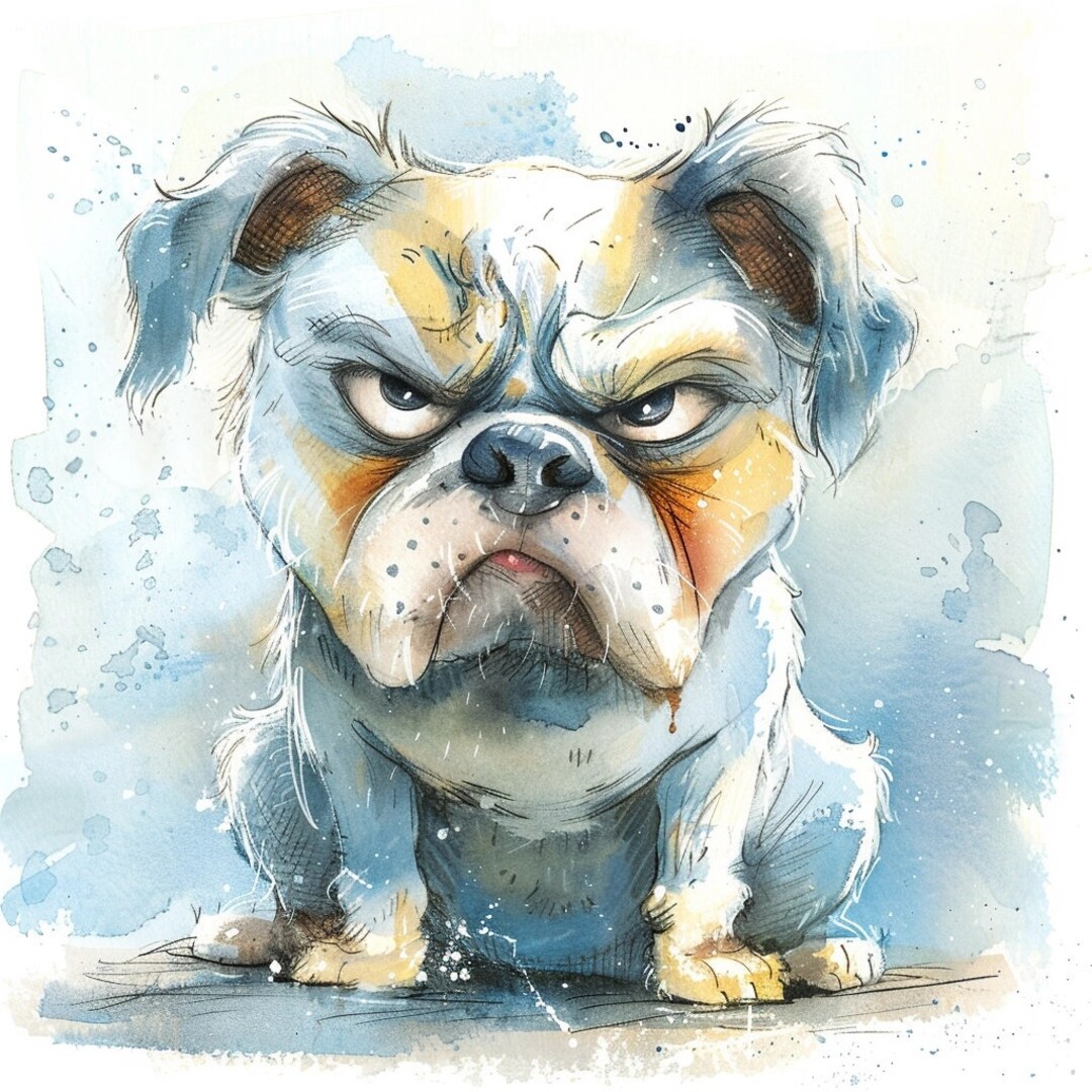 30 PNG Grumpy Dogs Clipart, Cute Fluffy Dogs, Digital Clipart ...
