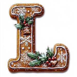 Christmas Alphabet Clipart, 95 PNG Gingerbread Letters, Holiday ...