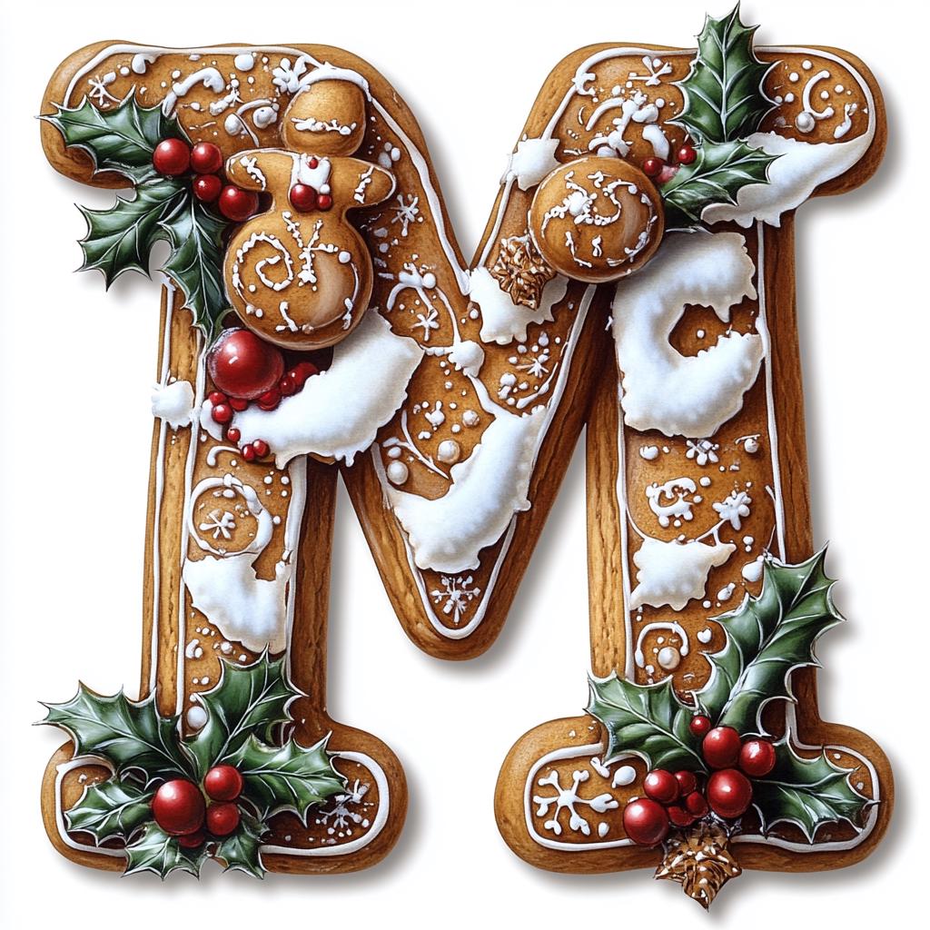 Christmas Alphabet Clipart, 95 PNG Gingerbread Letters, Holiday ...