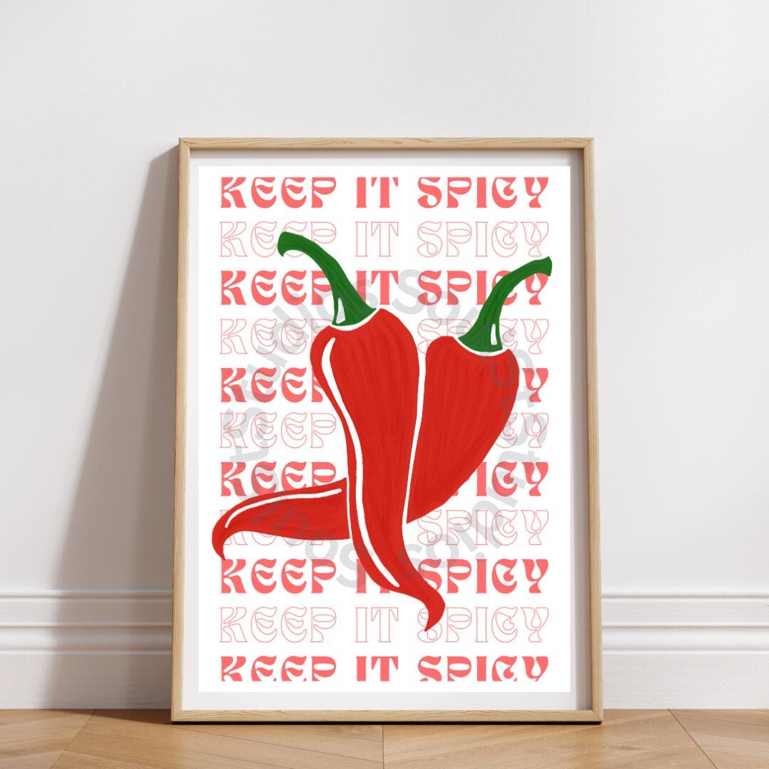 Chilli Art Print Chilli Poster Bar Cart Art Red Aesthetic Poster ...