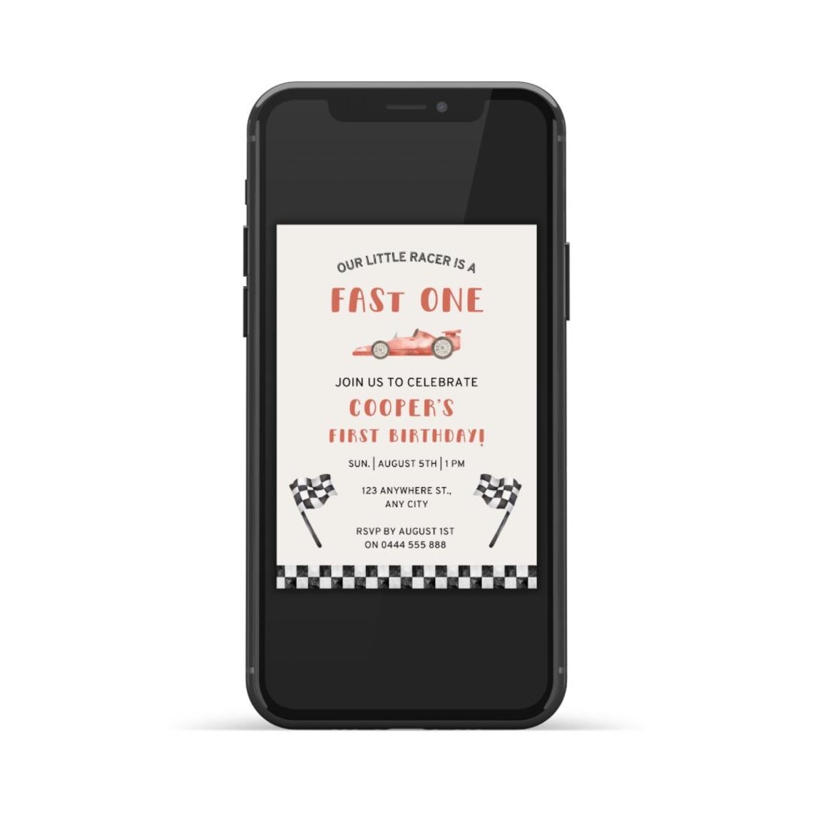 Race Car First Birthday Invitation Digital & Editable Customisable ...