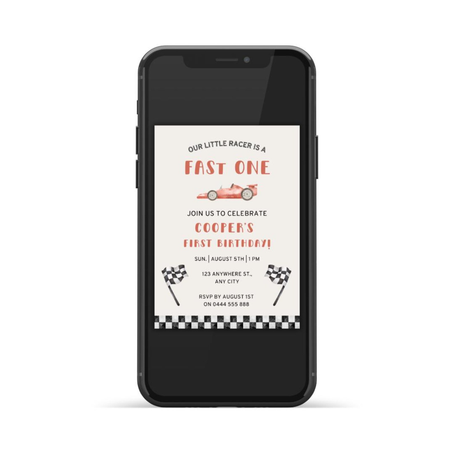 Race Car First Birthday Invitation Digital & Editable Customisable ...