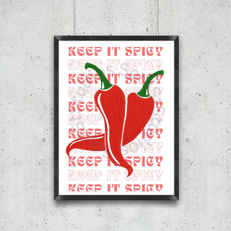Chilli Art Print Chilli Poster Bar Cart Art Red Aesthetic Poster ...