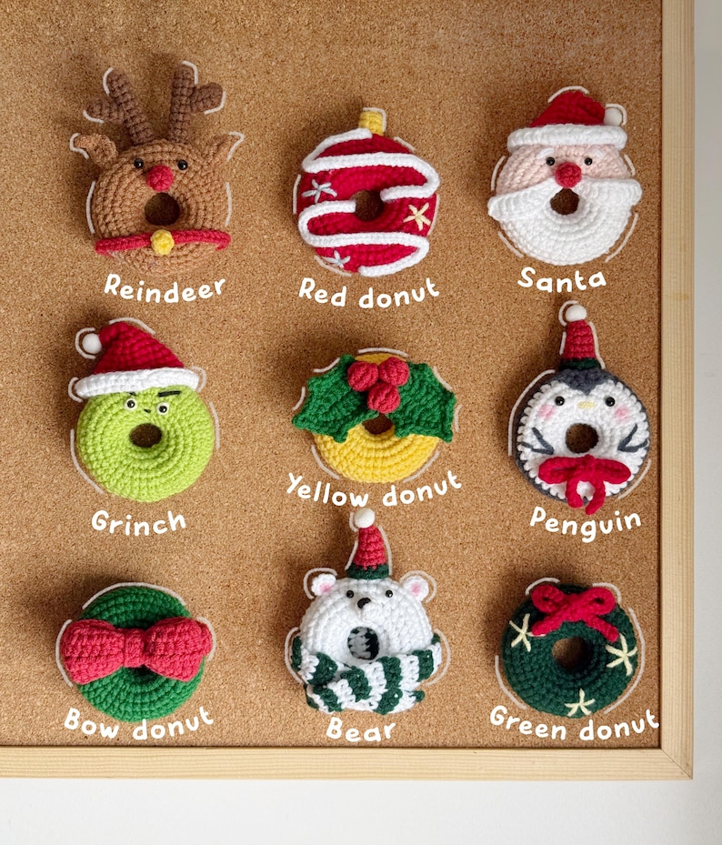 Crochet Christmas Donut Ornament – Xmas Keychain, Tree Decorations ...