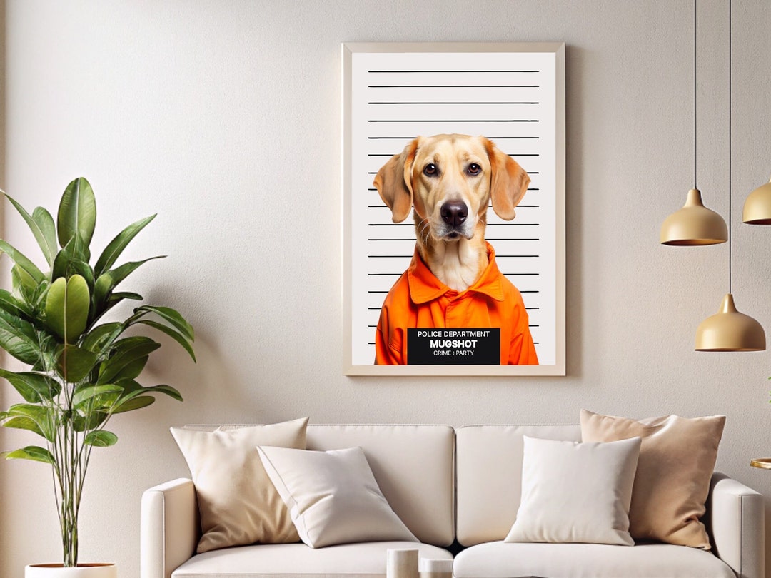 Guilty Dog, Mugshot, Wall Art Prints, Digital Download, Print, Living ...