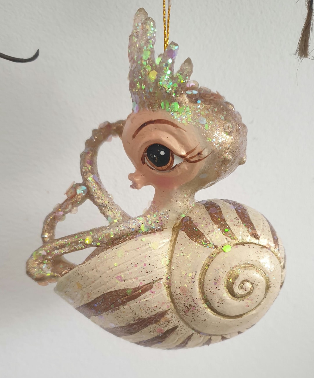 Arctic Baby Octopus in Snail Shell Golden Brown - Etsy