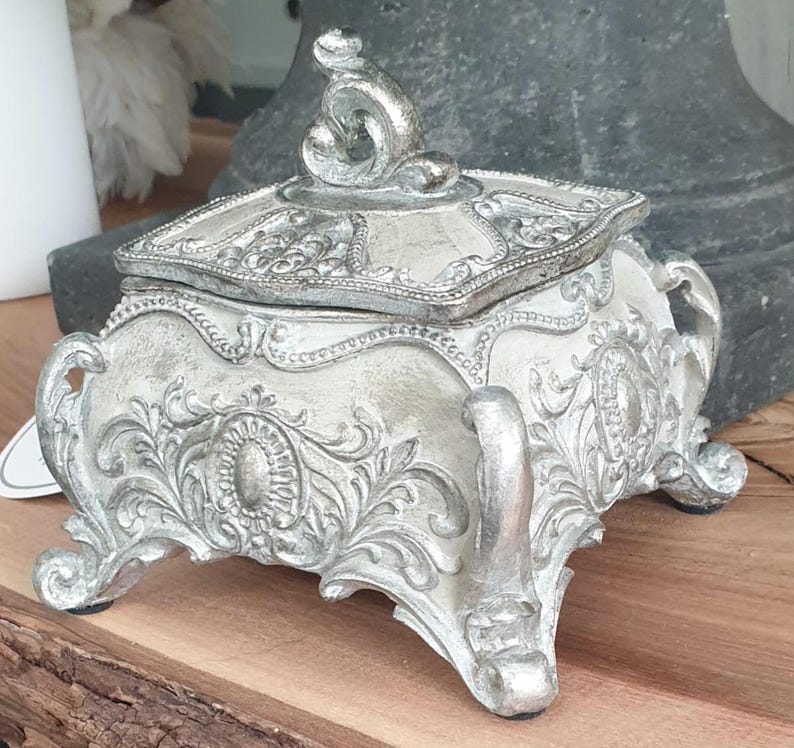 Jewelry Box Resin Baroque Style Silver - Etsy