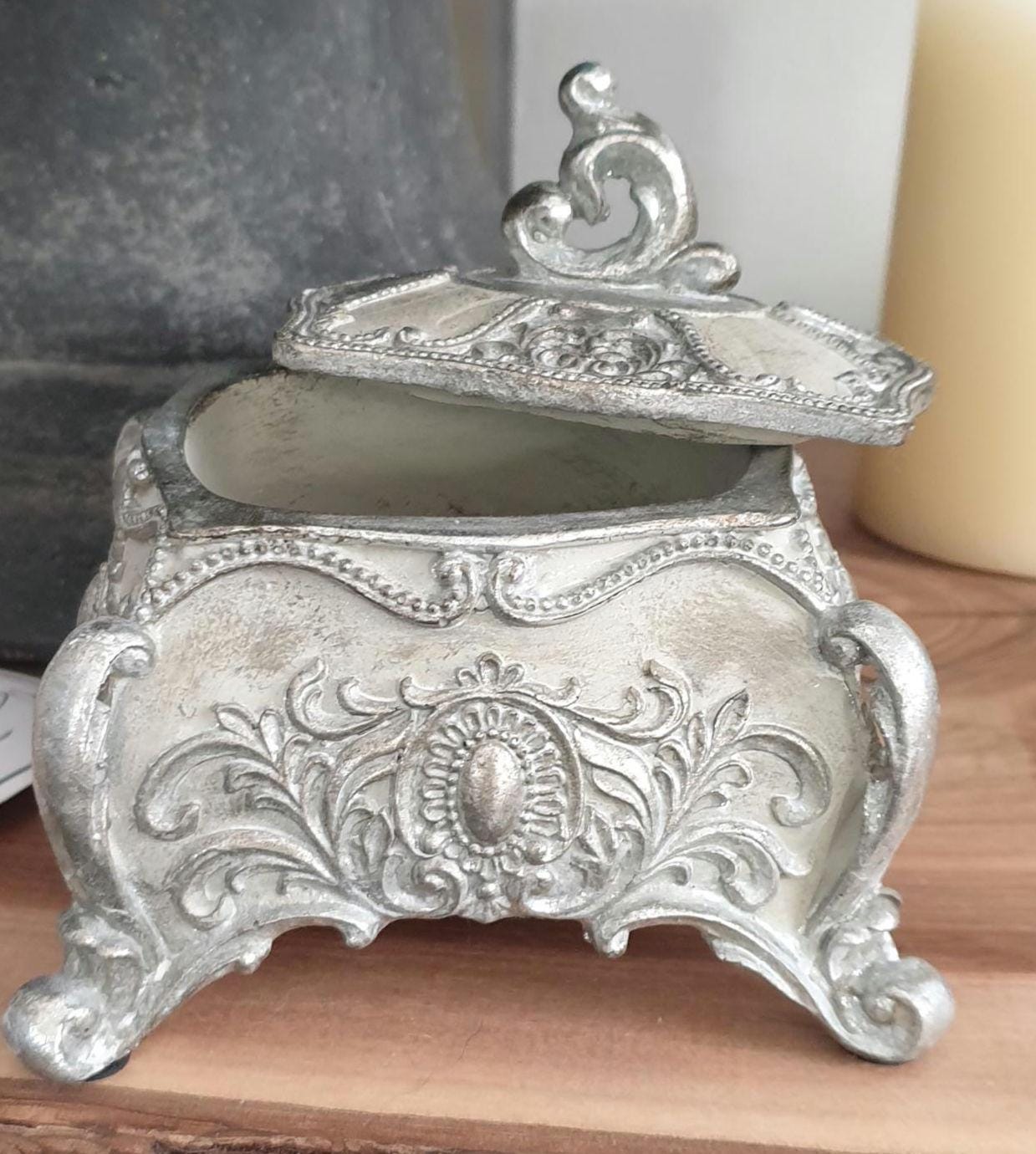 Jewelry Box Resin Baroque Style Silver - Etsy