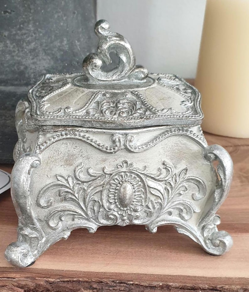 Jewelry Box Resin Baroque Style Silver - Etsy