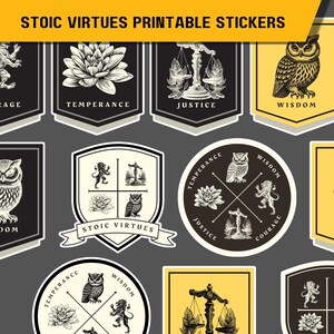 Stoic Virtues Stickers, Stoicism Stickers, Courage, Justice, Wisdom ...