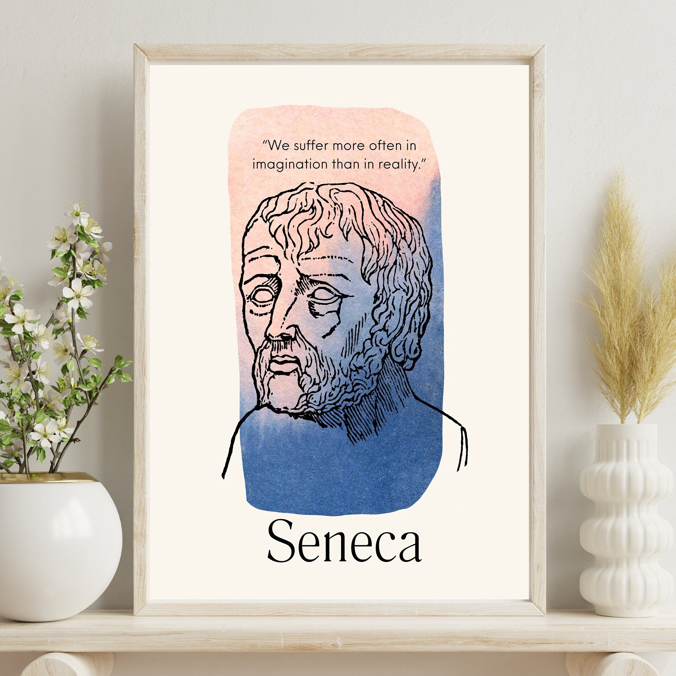 Seneca Poster, Wall Art, Portrait, Painting, Stoicism, Printable ...
