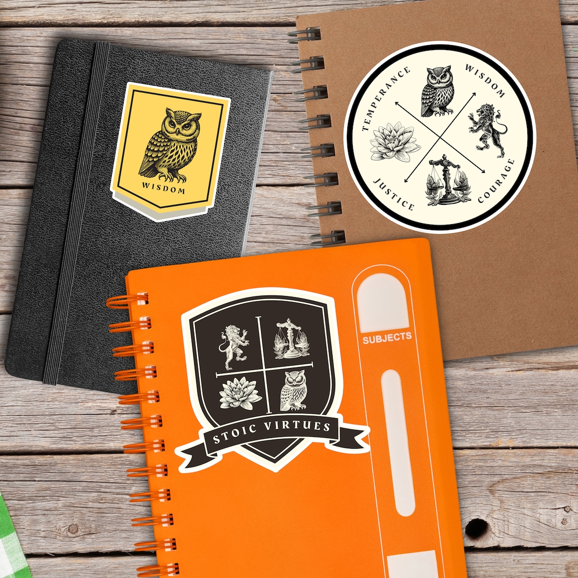 Stoic Virtues Stickers, Stoicism Stickers, Courage, Justice, Wisdom ...