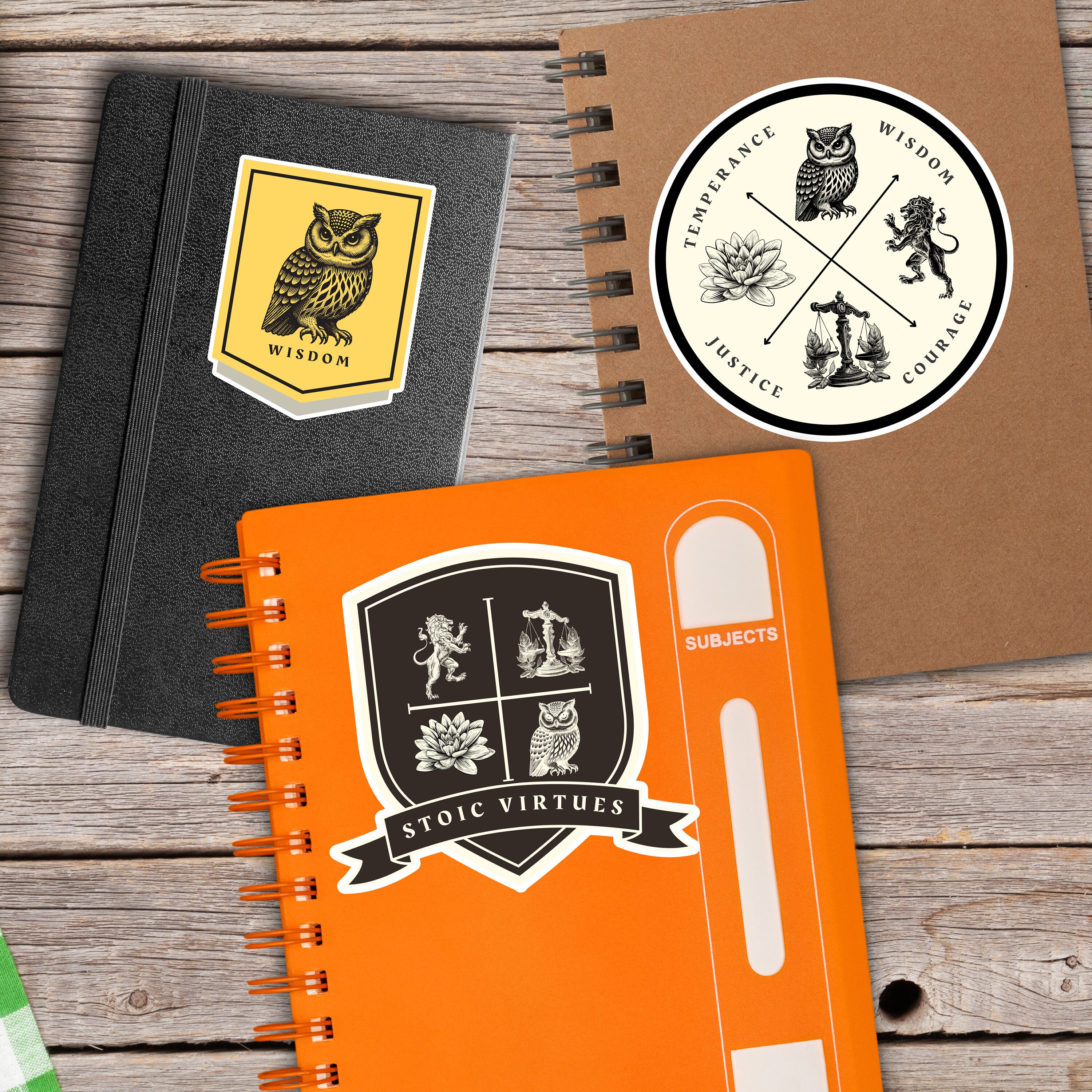 Stoic Virtues Stickers, Stoicism Stickers, Courage, Justice, Wisdom ...