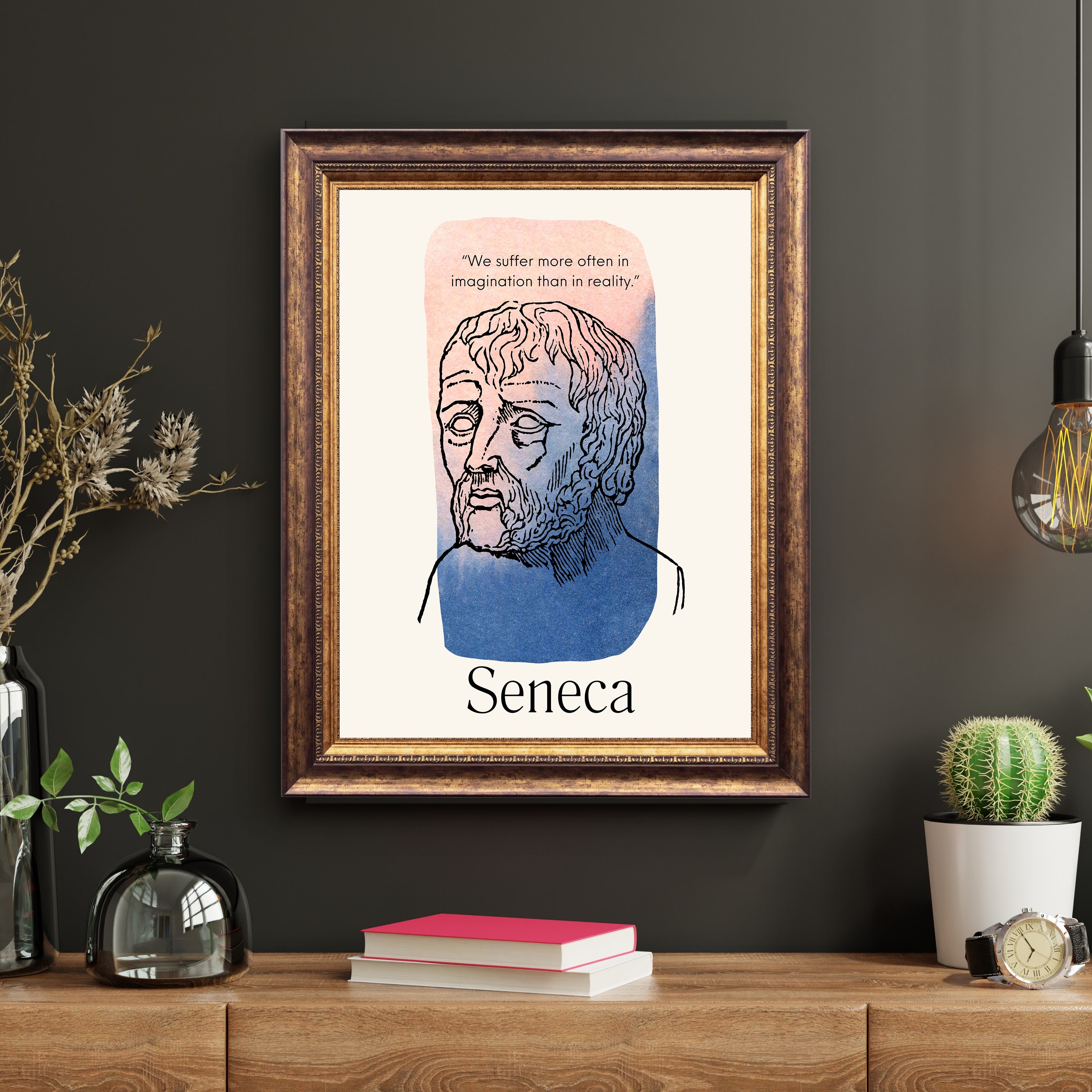 Seneca Poster, Wall Art, Portrait, Painting, Stoicism, Printable ...