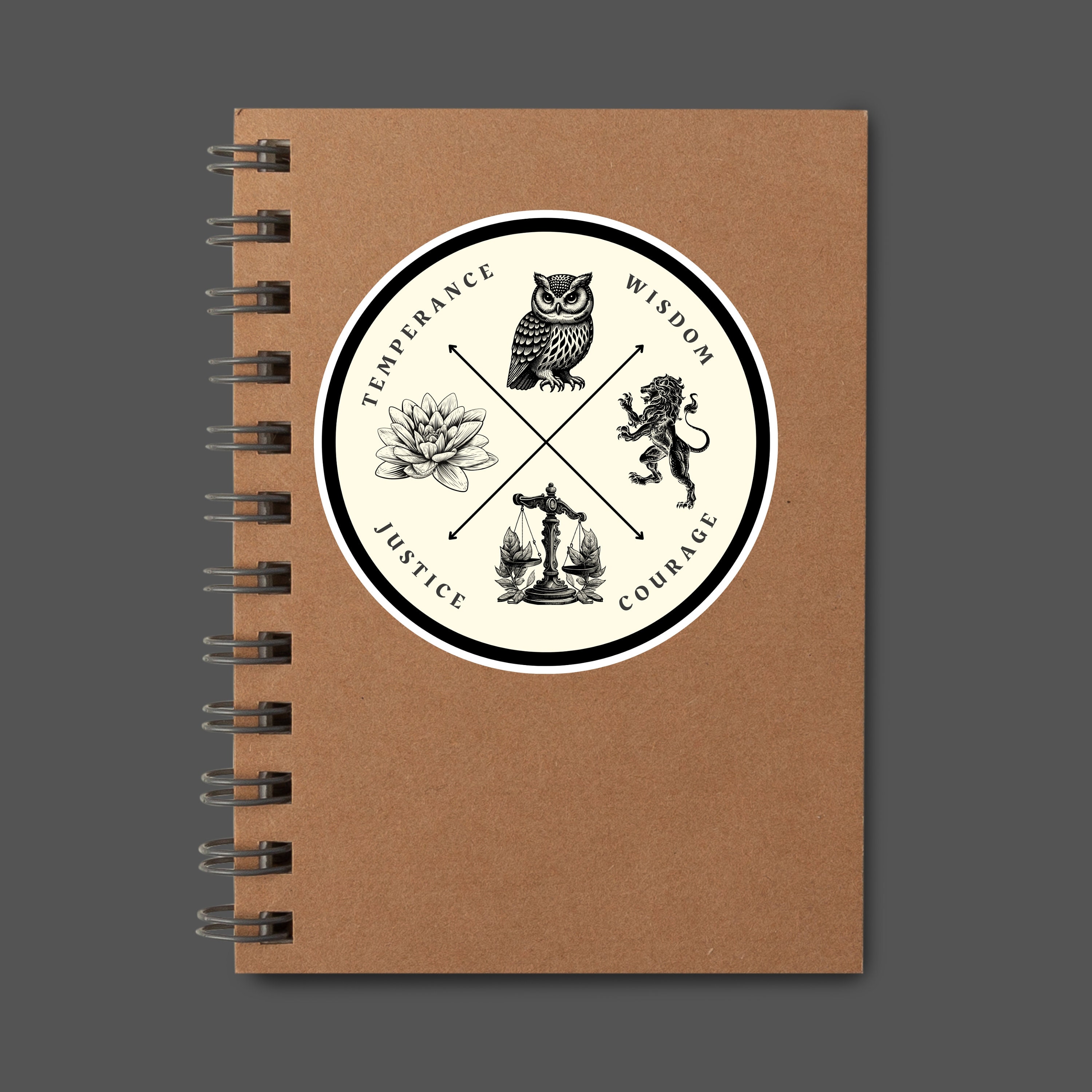 Stoic Virtues Stickers, Stoicism Stickers, Courage, Justice, Wisdom ...