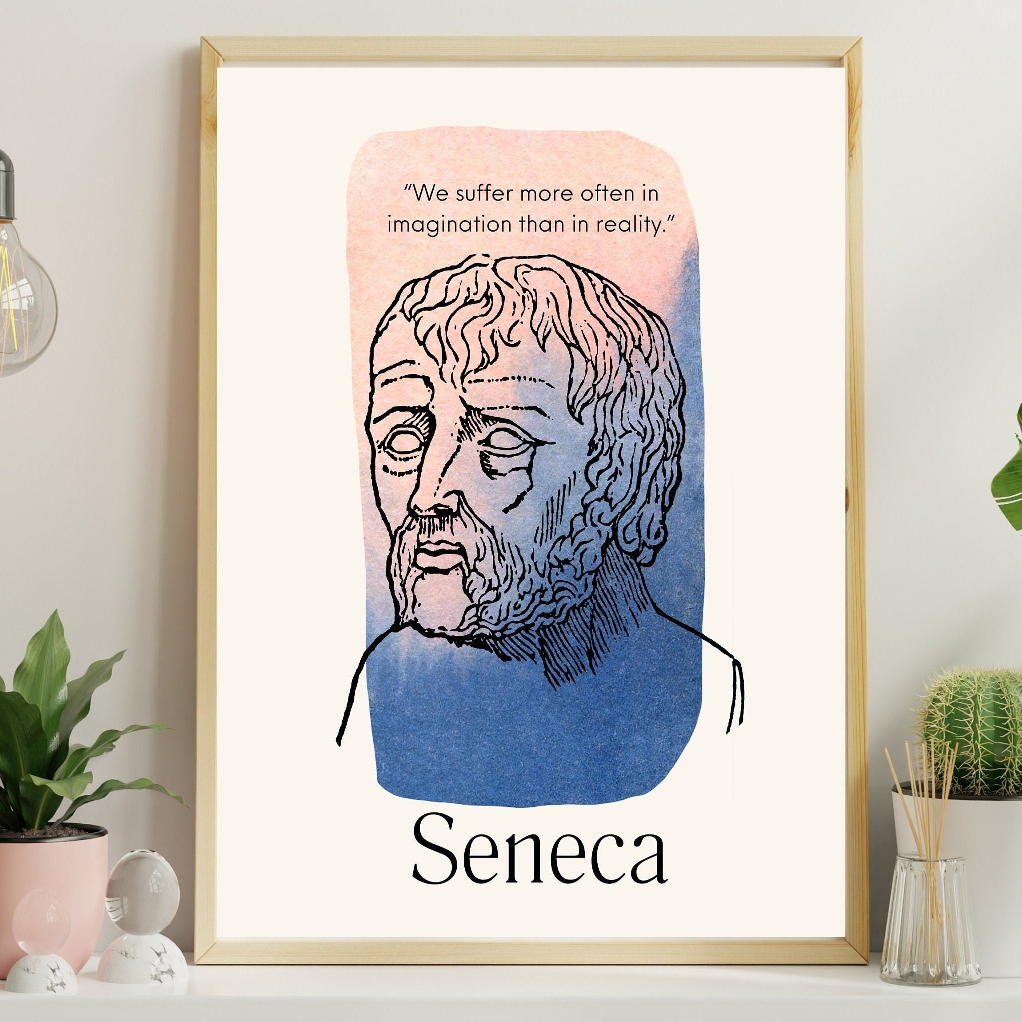 Seneca Poster, Wall Art, Portrait, Painting, Stoicism, Printable ...