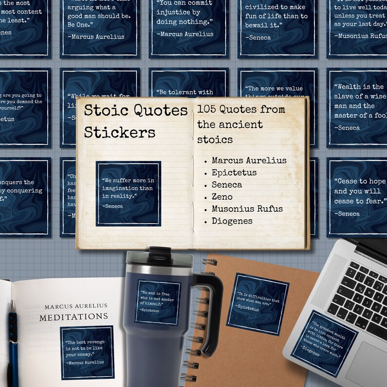 Stoic Quotes Stickers, Marcus Aurelius, Seneca, Epictetus, Musonius ...