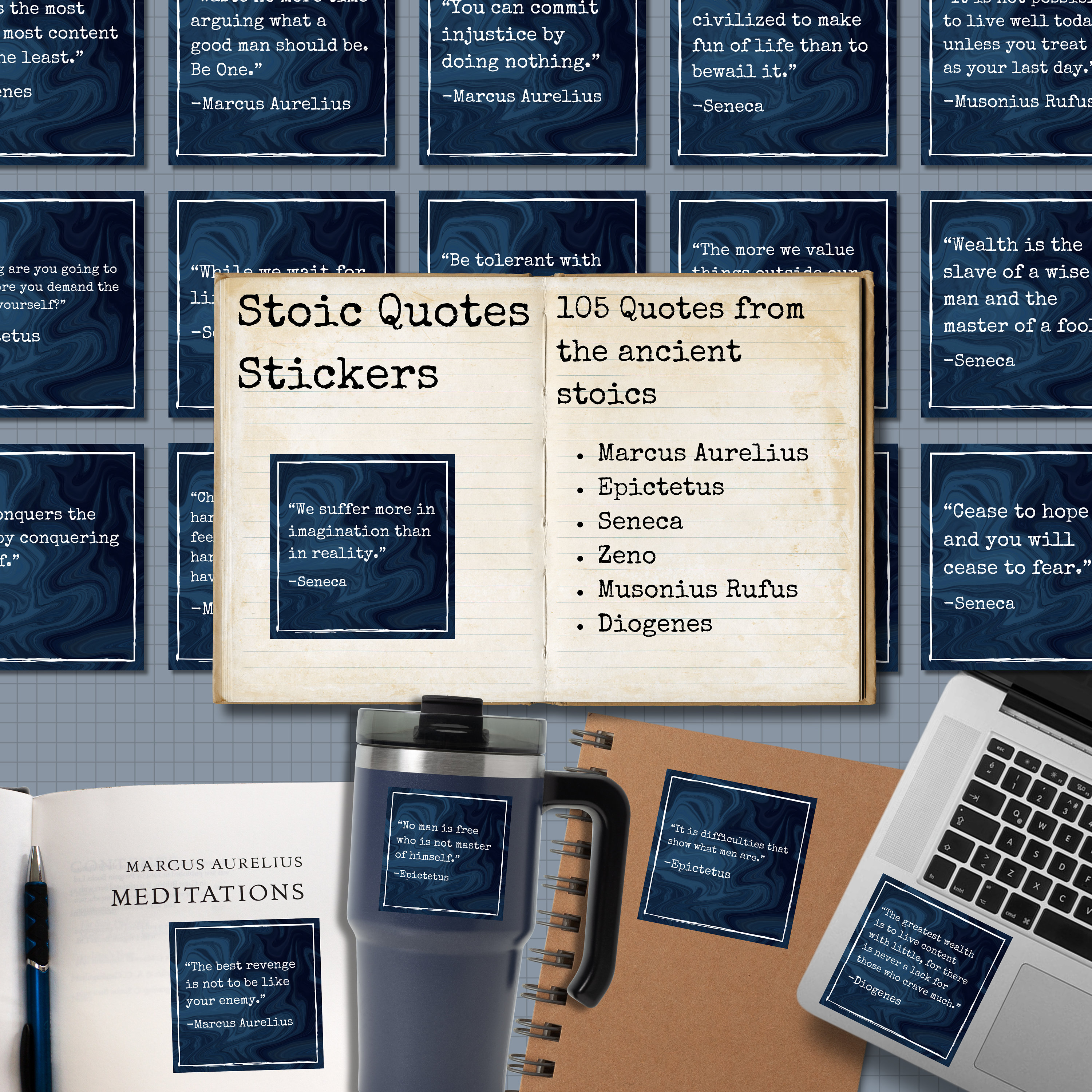 Stoic Quotes Stickers, Marcus Aurelius, Seneca, Epictetus, Musonius ...