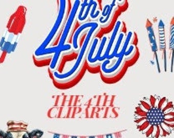 Vintage July 4th Clip Art Collection. Nostalgic Holiday. Celebrate ...