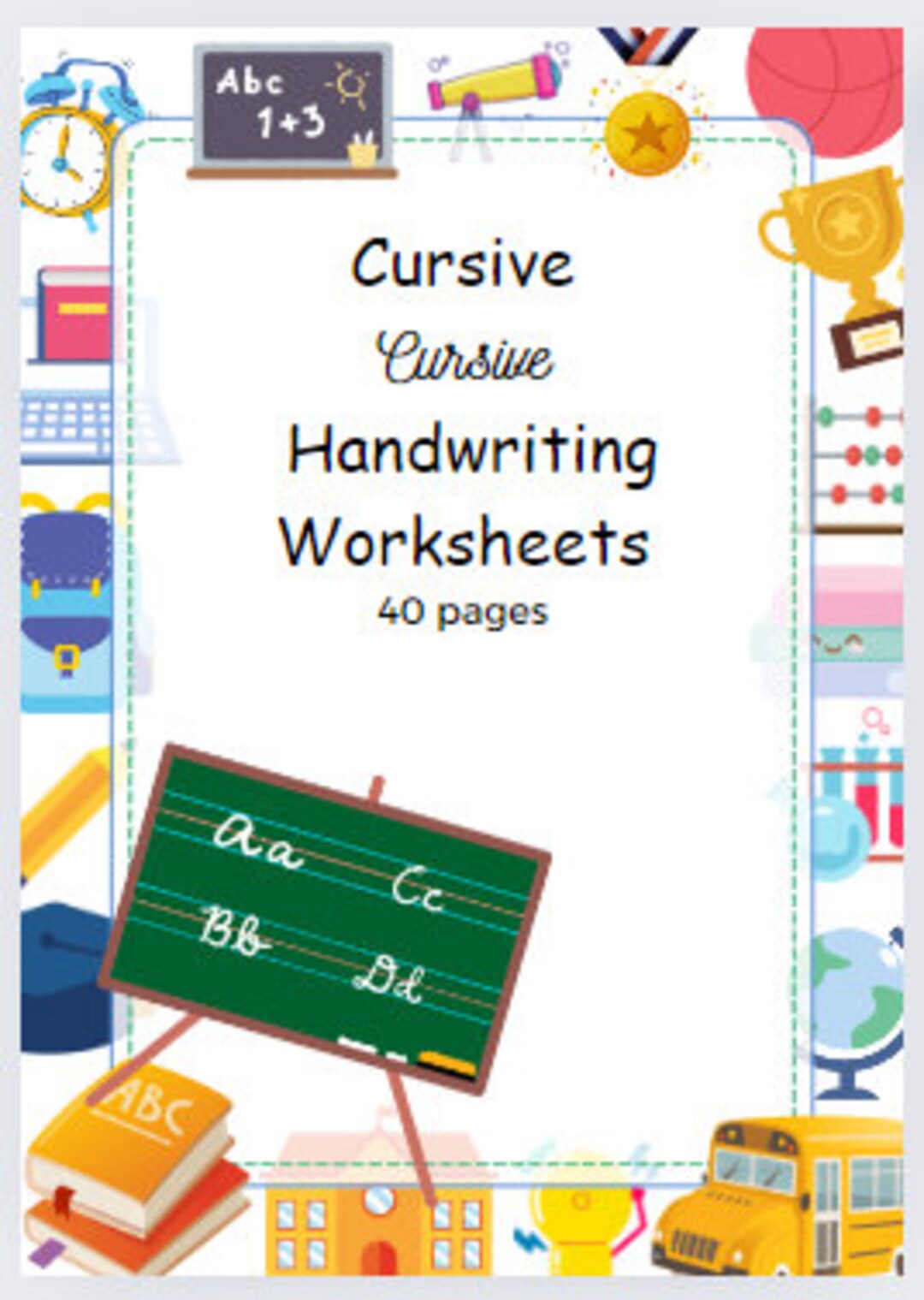 A 40 PG Cursive Handwriting Workbook - Etsy