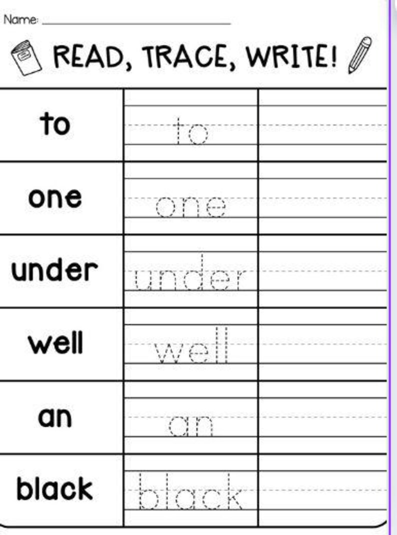 Read Write and Trace 1st Grade Sight Words - Etsy