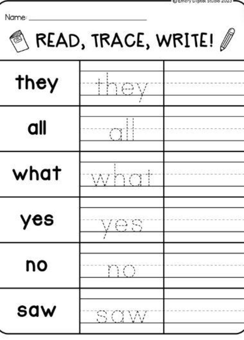 Read Write and Trace 1st Grade Sight Words - Etsy